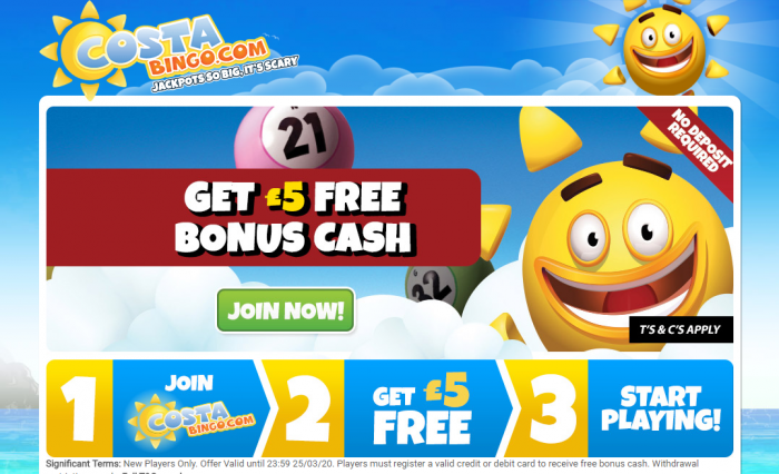 Costa Bingo Review | Get Your £5 FREE Balance Here!