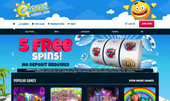 Costa Games | Claim 5 FREE Spins No Deposit Here!